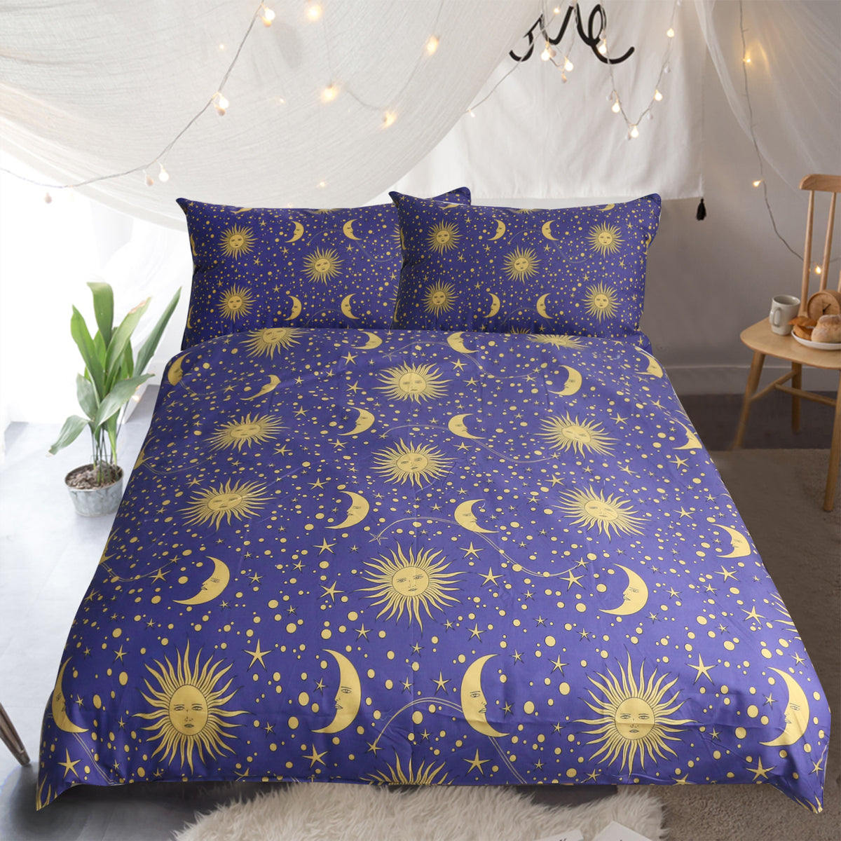 Sun & Moon Quilt Cover Set - Blue | Bohemian Vibes Australia