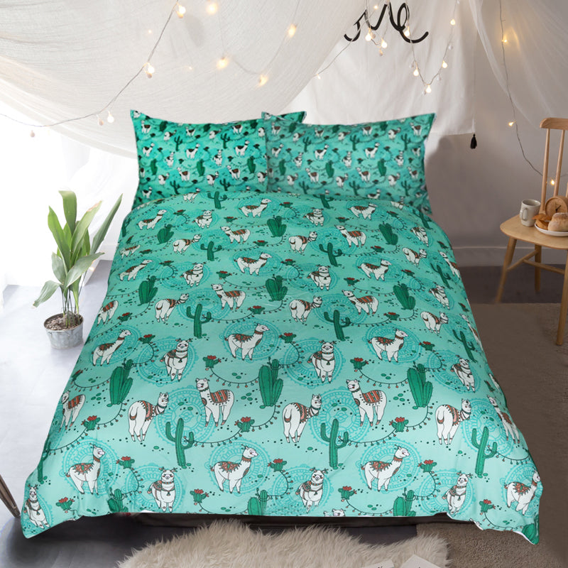Llama Cacti Quilt Cover Set | Bohemian Vibes Australia